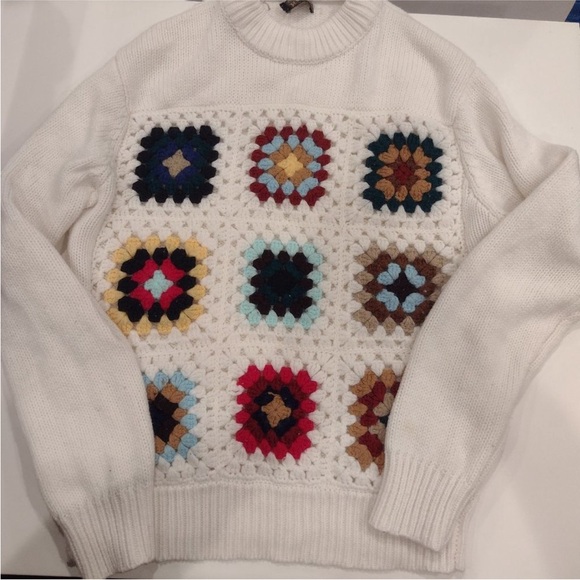 Sweaters | Vintage Granny Square Crewneck Sweater | Poshmark